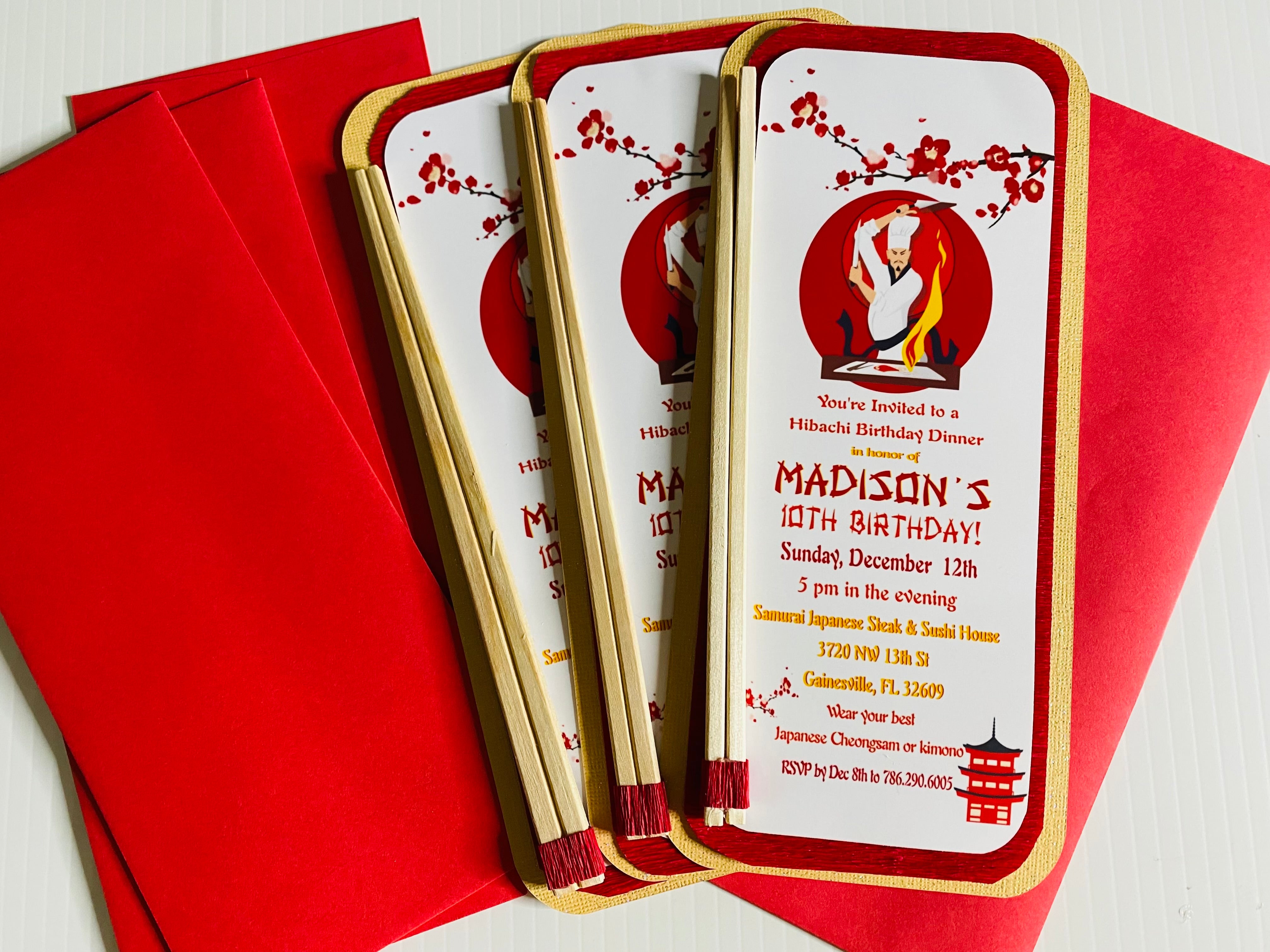Custom Hibachi Dinner Birthday Invites – JadeMarie Memories & Design